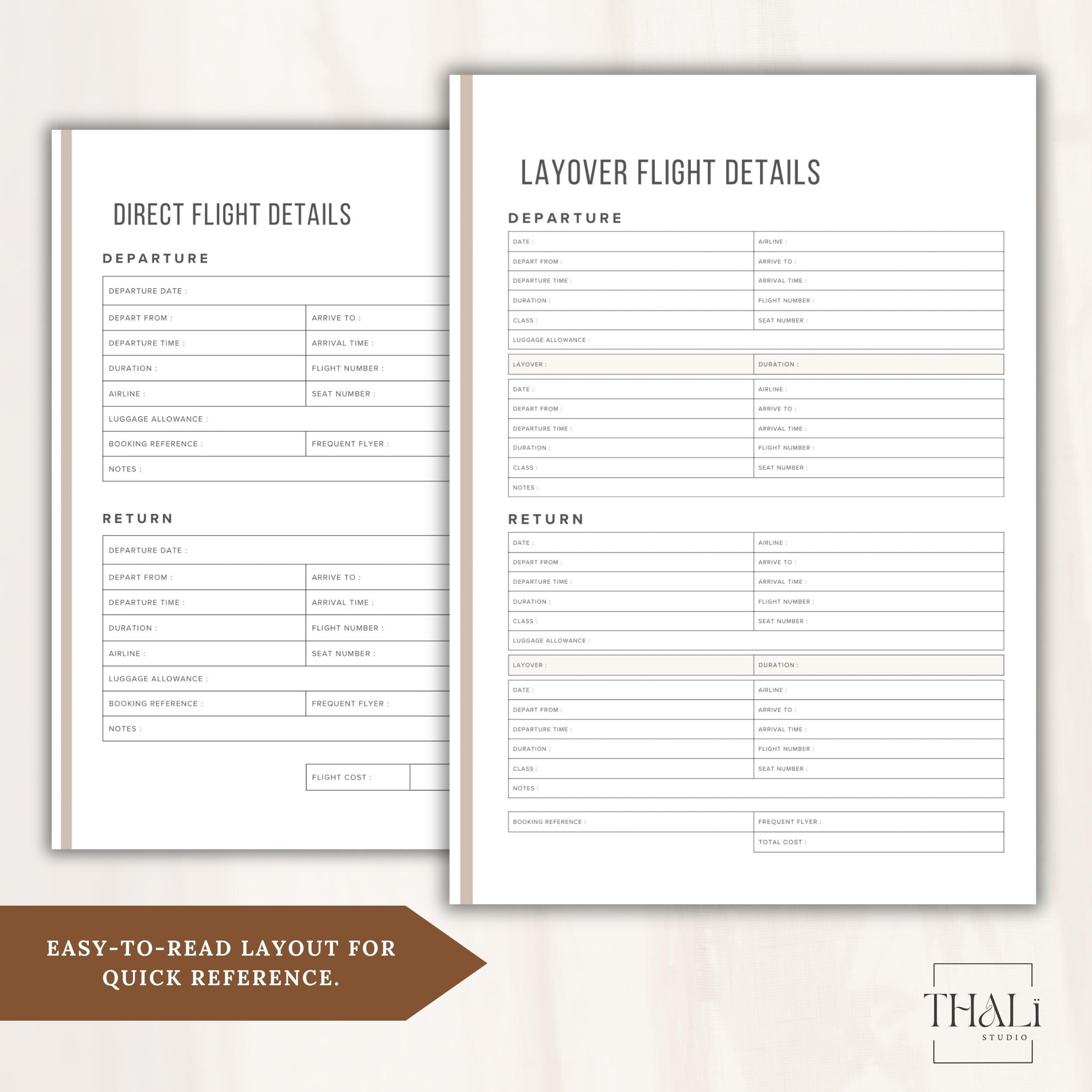 Editable Flight Details Form - Fillable Printable | Canva Template ...