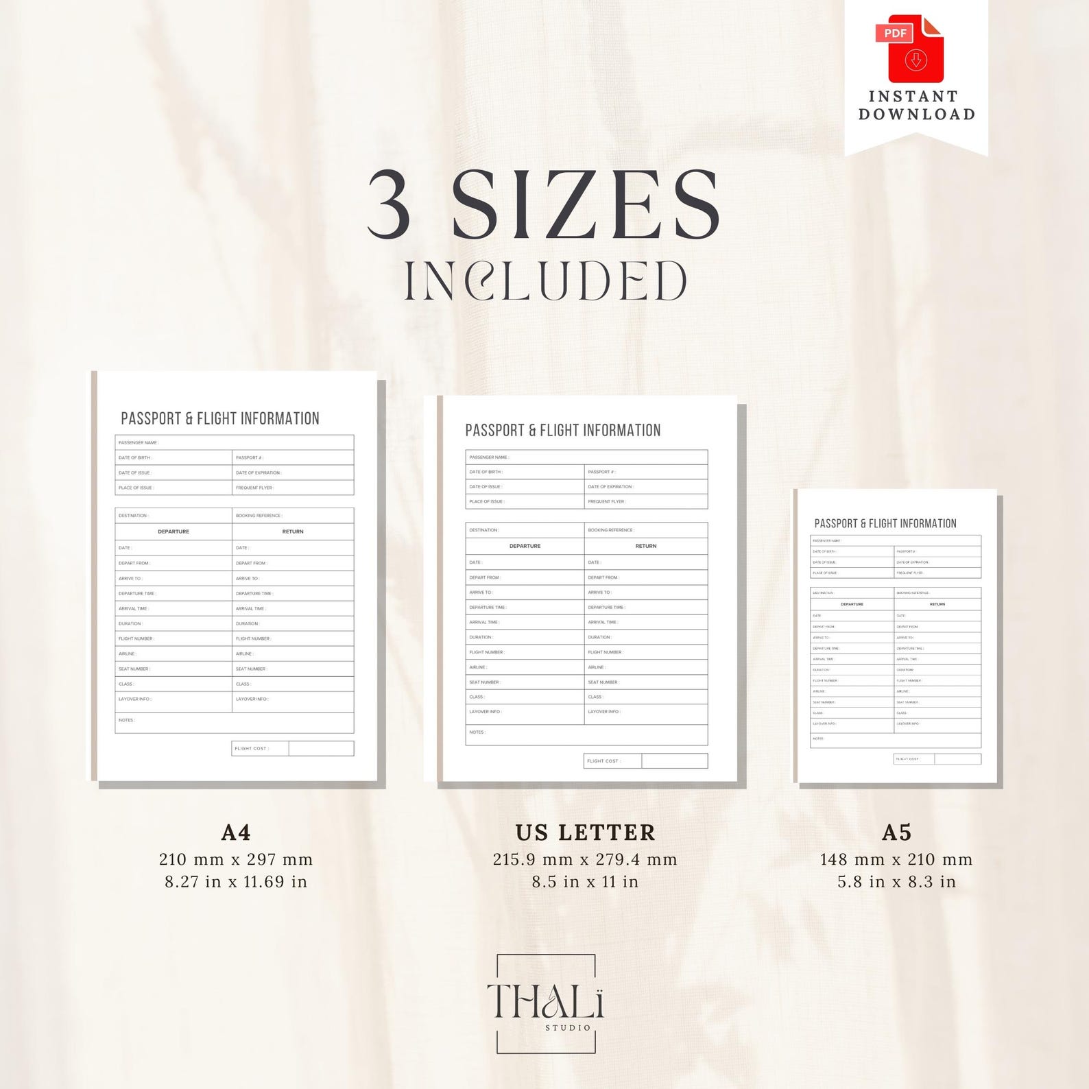Editable Flight Details Form - Fillable Printable | Canva Template ...