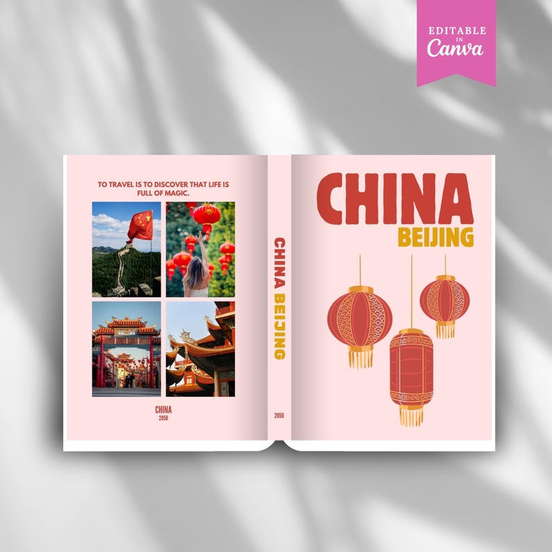 China Travel Photobook : Canva Template, Vacation Photo Album, Coffee ...
