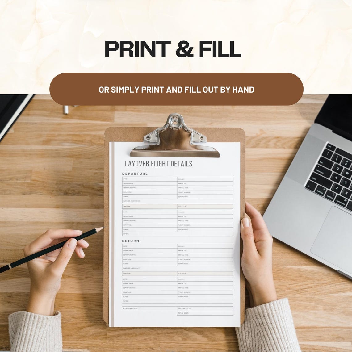 Fillable Flight Details Form: Travel Planner PDF (A4, US Lecontter, A5 ...
