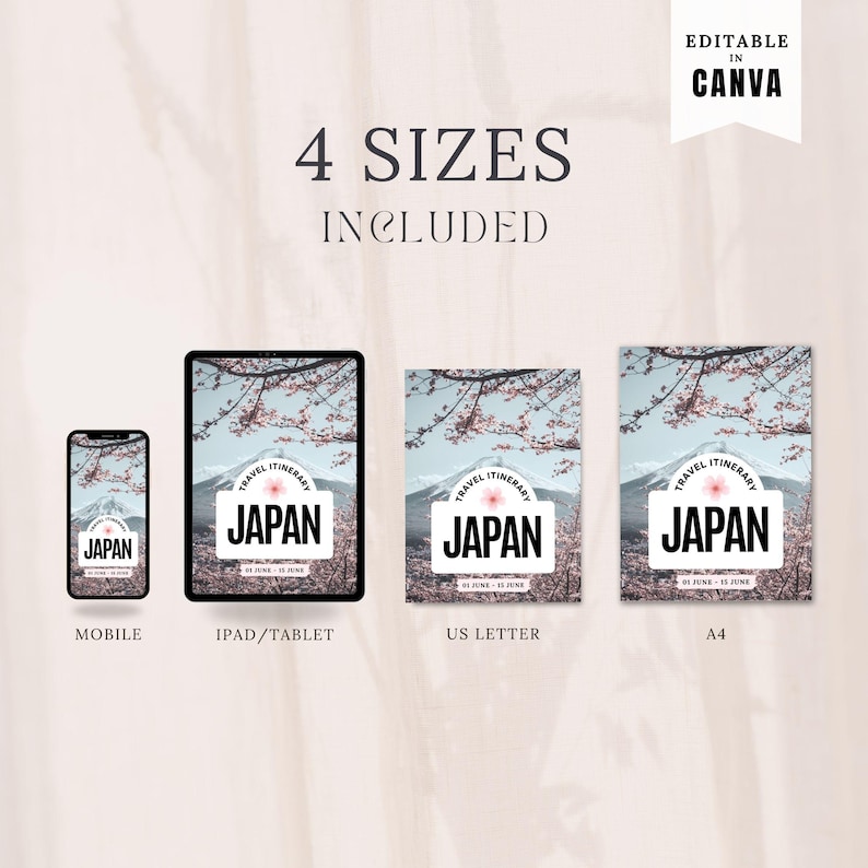 Japan Travel Itinerary Canva Template: Customizable Digital Trip ...