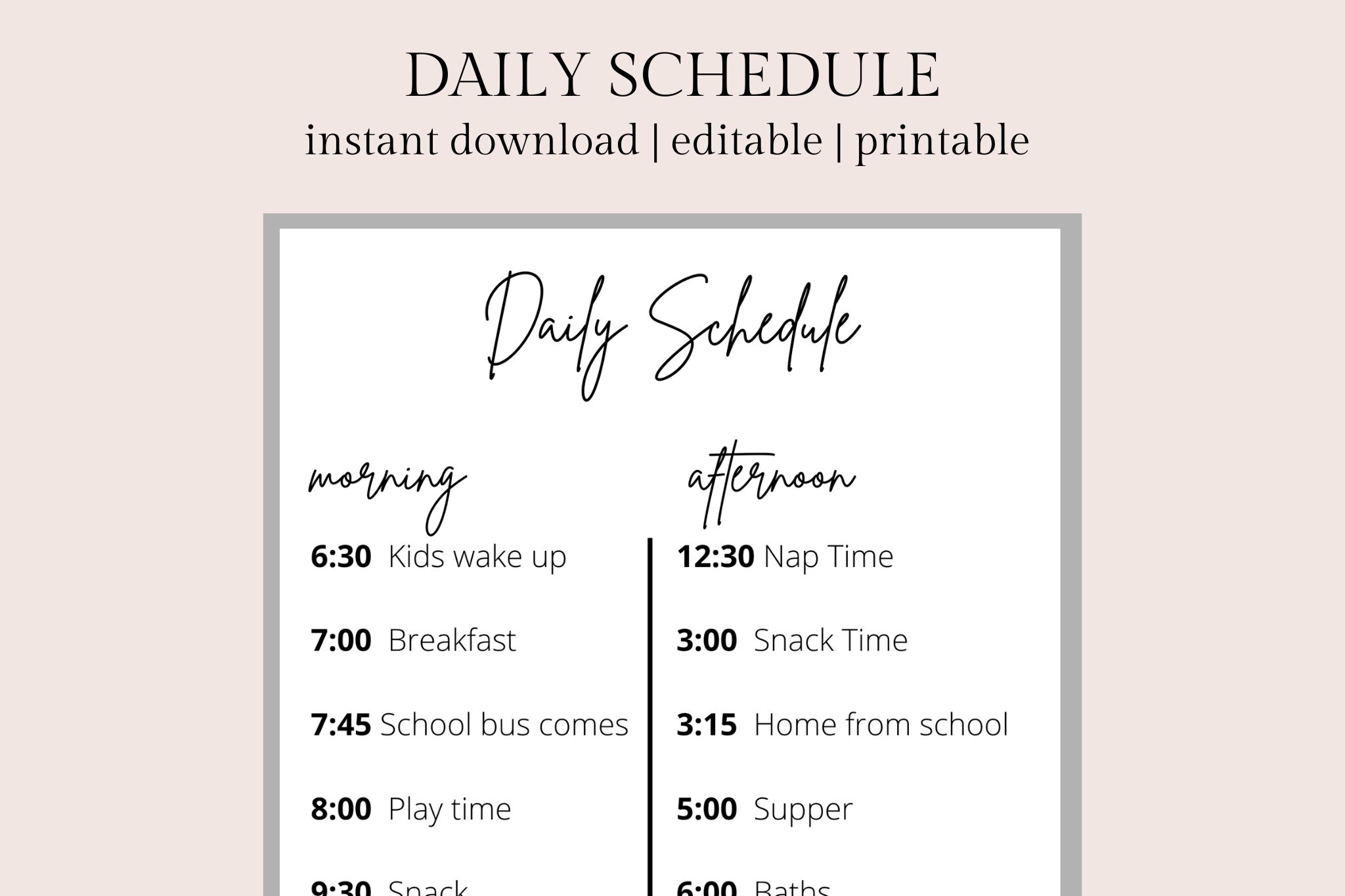 Daily Schedule Template - Etsy