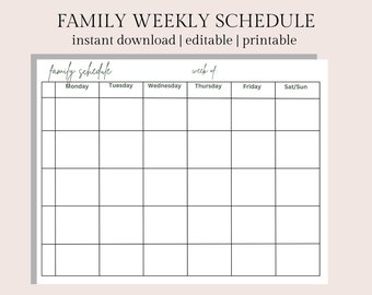 Daily Family Planner, Printable Weekly Meal Planner, Family Schedule ...