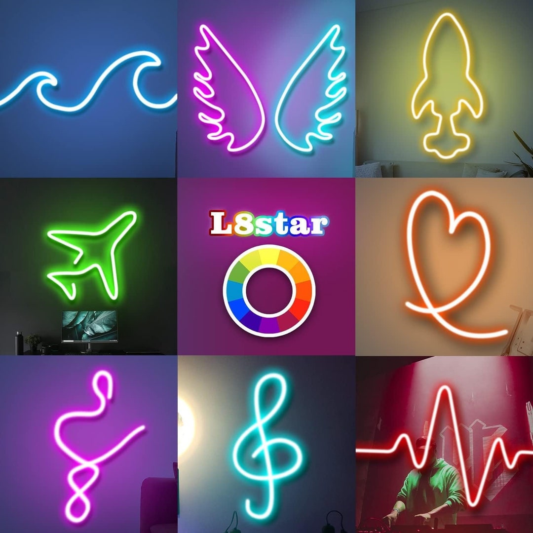 RGB LED Bendy Neon Strip Lights with Bluetooth Room Décor. - Etsy