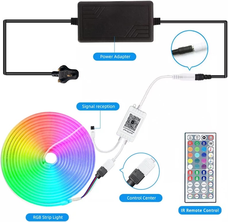 RGB LED Bendy Neon Strip Lights with Bluetooth Room Décor. - Etsy