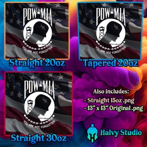 POW MIA With US Flag #0199 Sublimation Design for 15oz, 20oz Straight ...