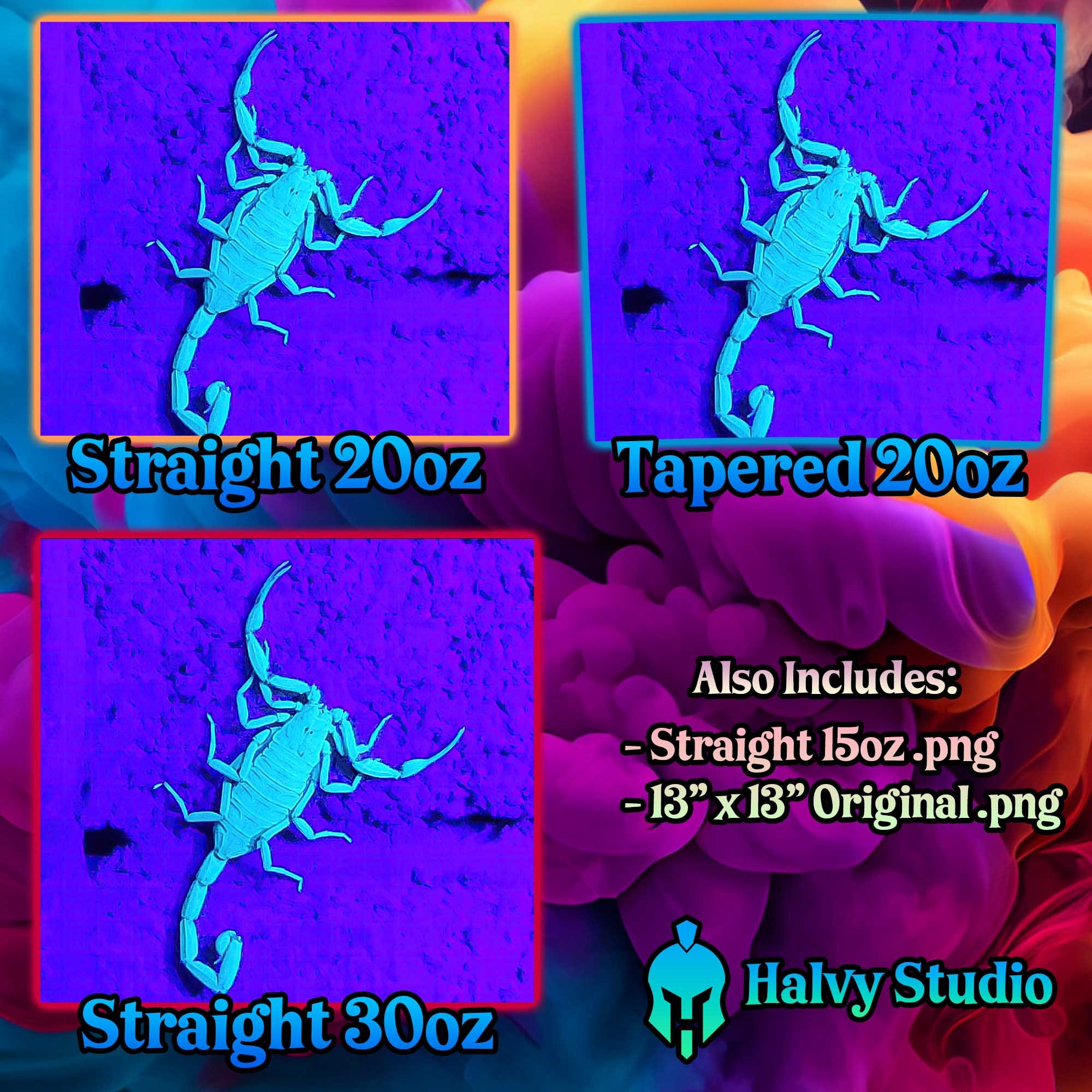 Black Light Scorpion 0128 Sublimation Design for 15oz, 20oz Straight ...