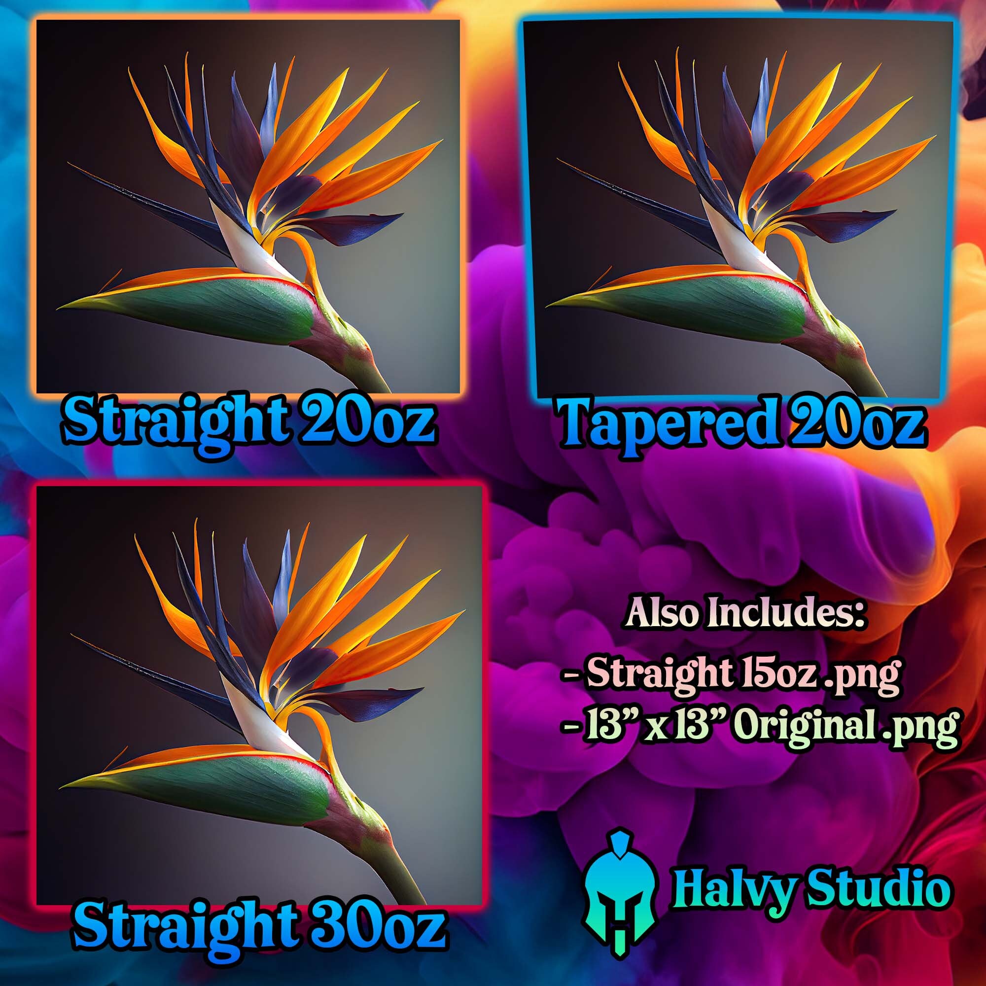 Bird of Paradise Flower 0065 Sublimation Design for 15oz, 20oz Straight, 20oz Tapered, and 30oz ...