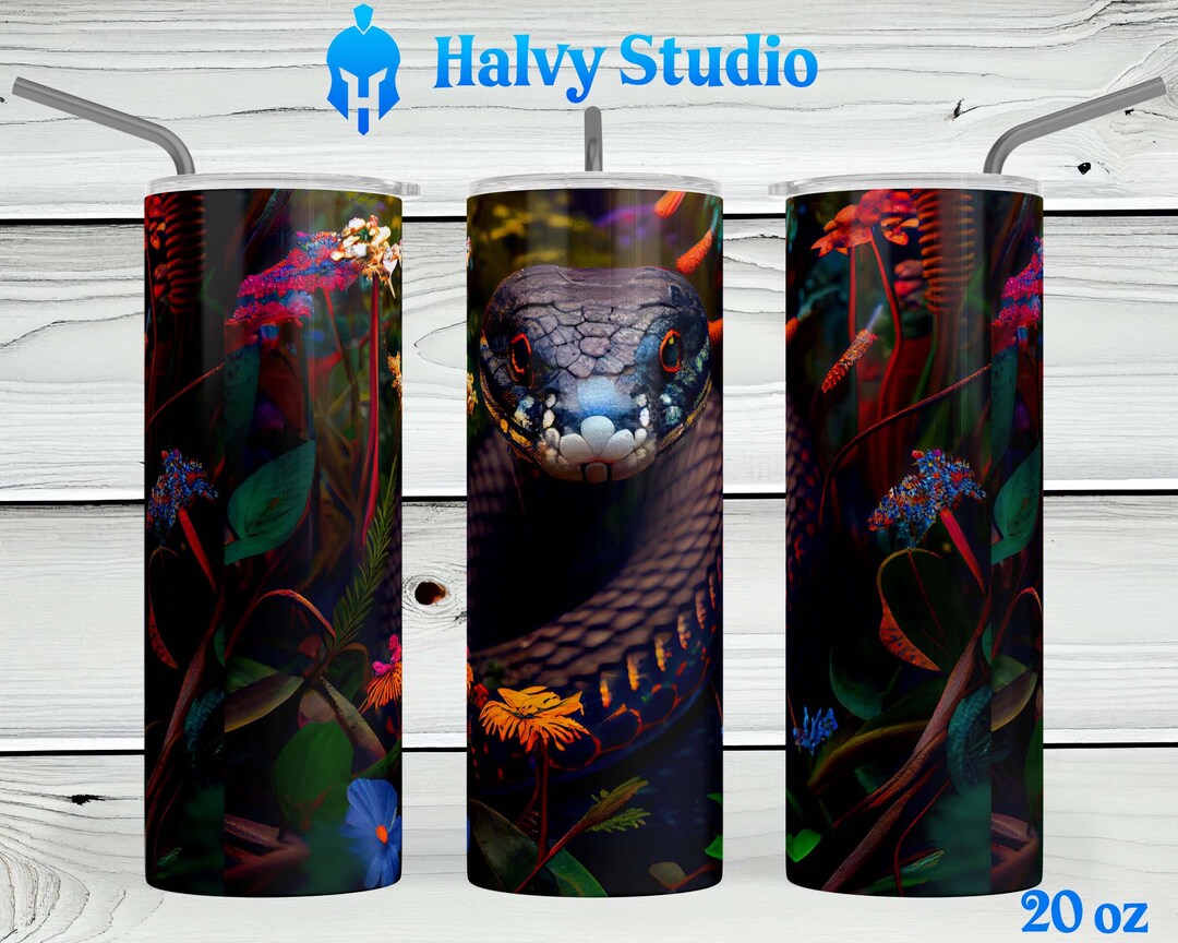 Snake in Flowers #0025 Sublimation Design for 15oz, 20oz Straight, 20oz ...