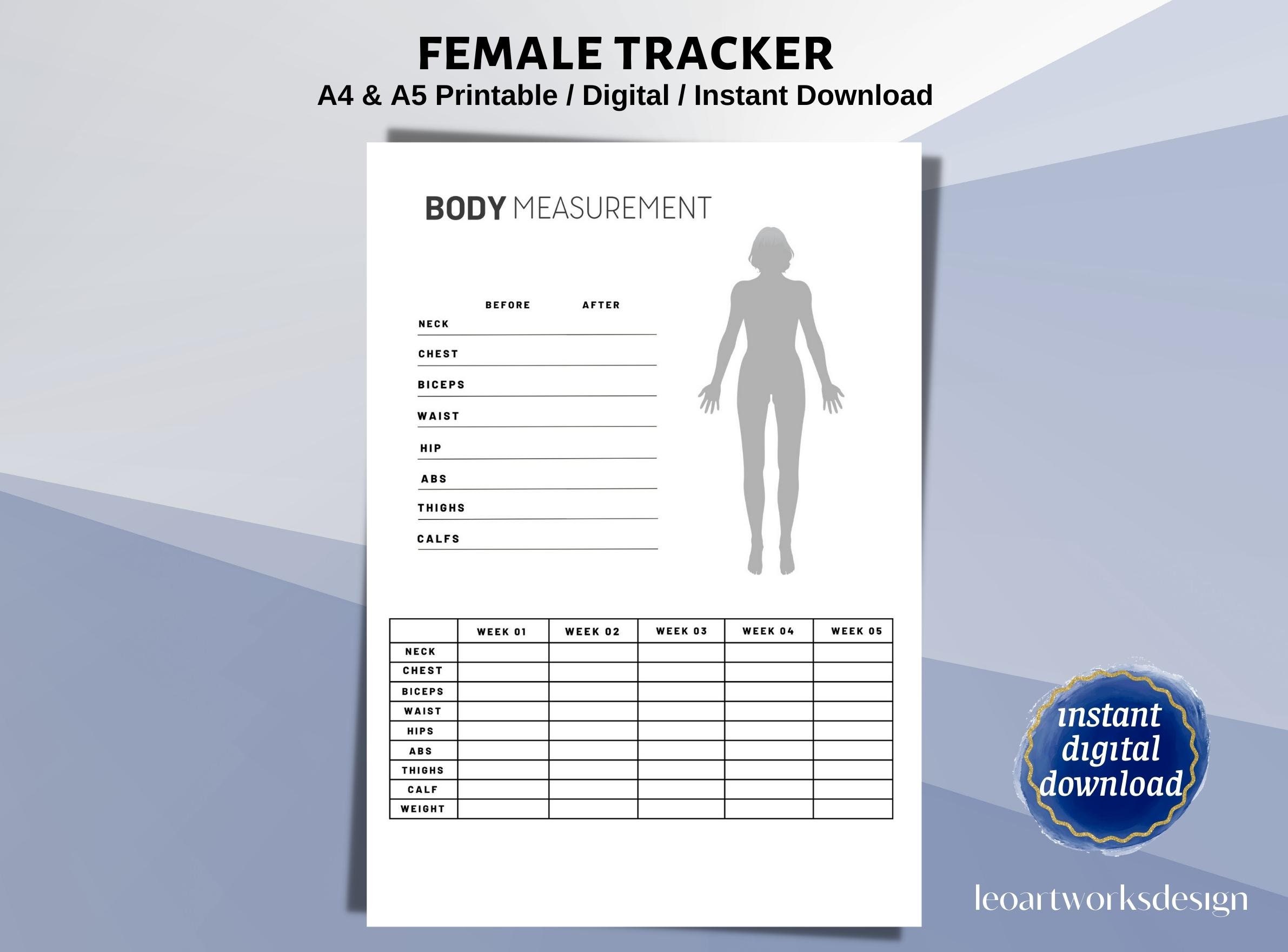 Printable Body Measurement Tracker, Weight Loss Tracker Template ...