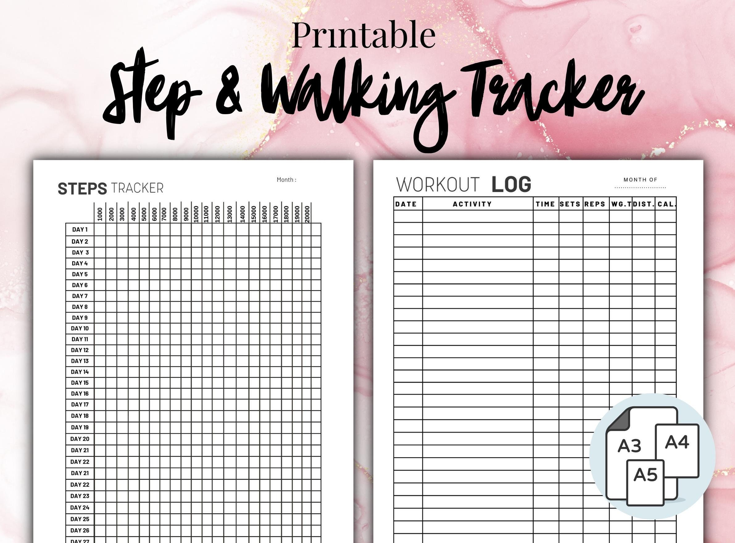 Step & Walking Tracker Printable, Download, Step Log, Planner Insert ...