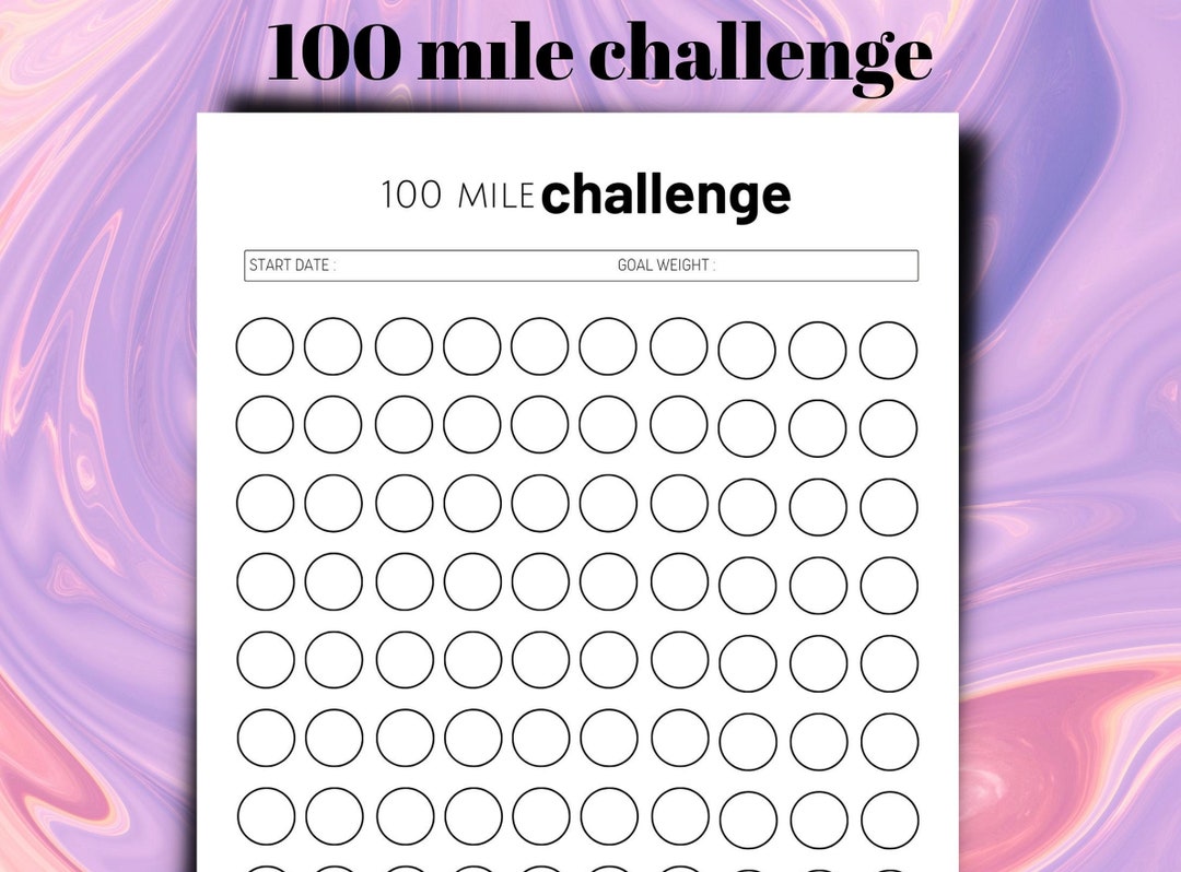 100 Mile Running or Walking Challenge Printable, Workout Challenge ...