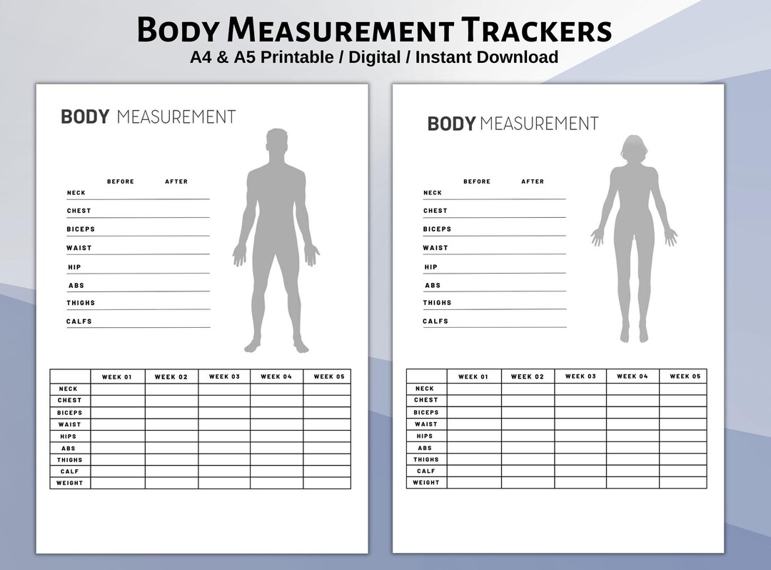 Printable Body Measurement Tracker, Weight Loss Tracker Template ...