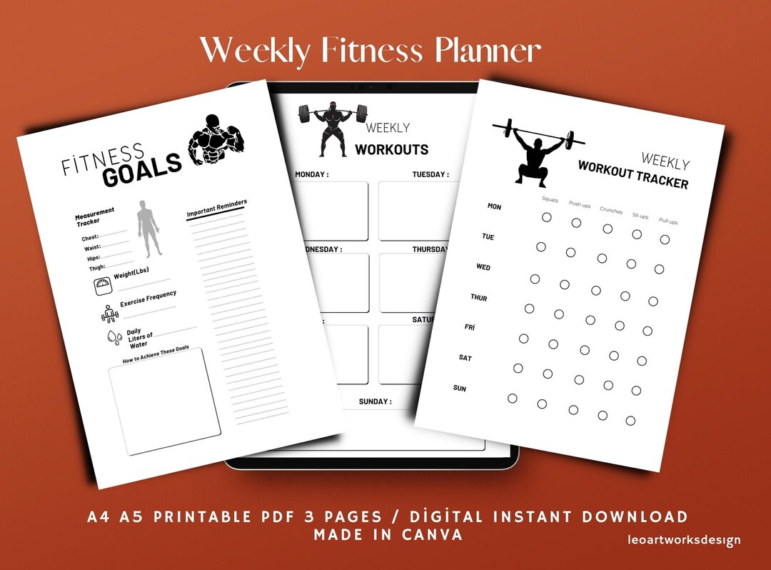 Weekly Fitness Planner Printable Wellness Planner PDF A4 A5 Fitness ...