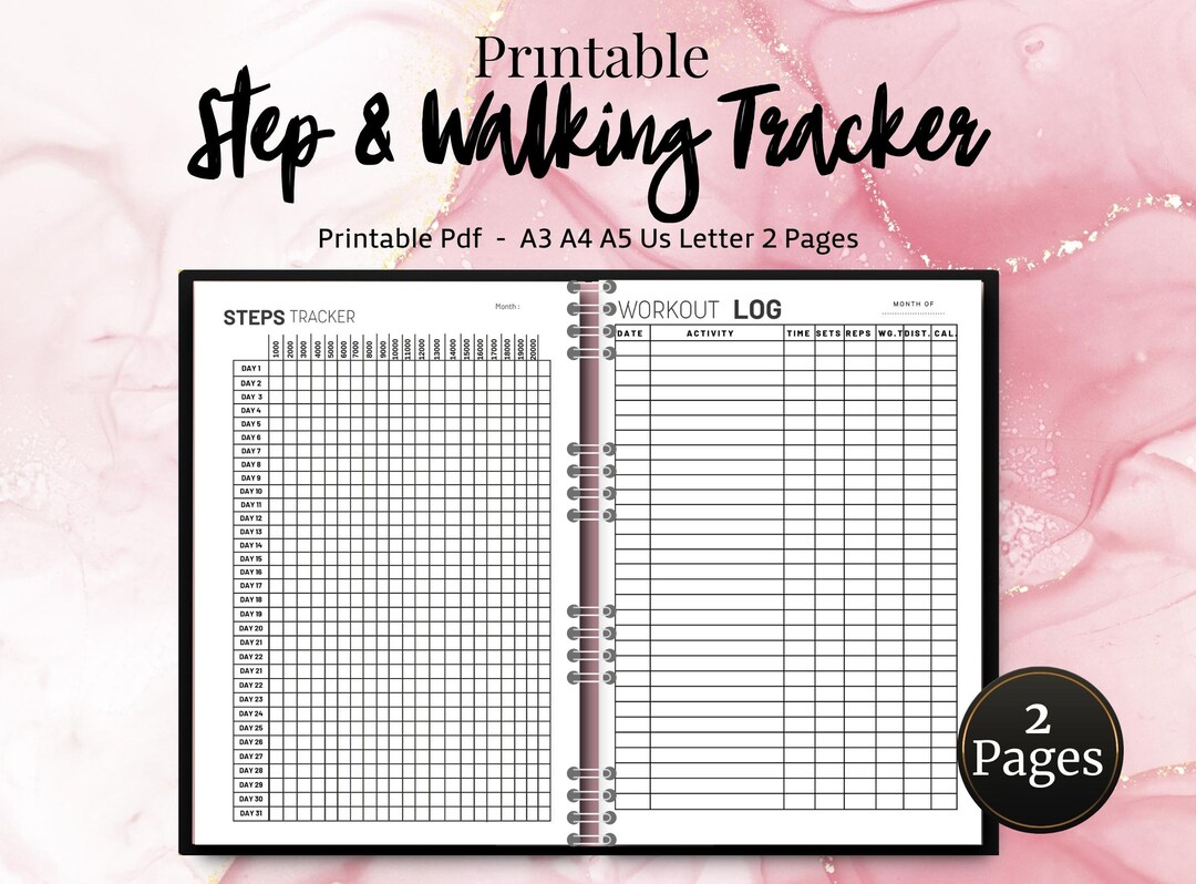Step & Walking Tracker Printable, Download, Step Log, Planner Insert ...