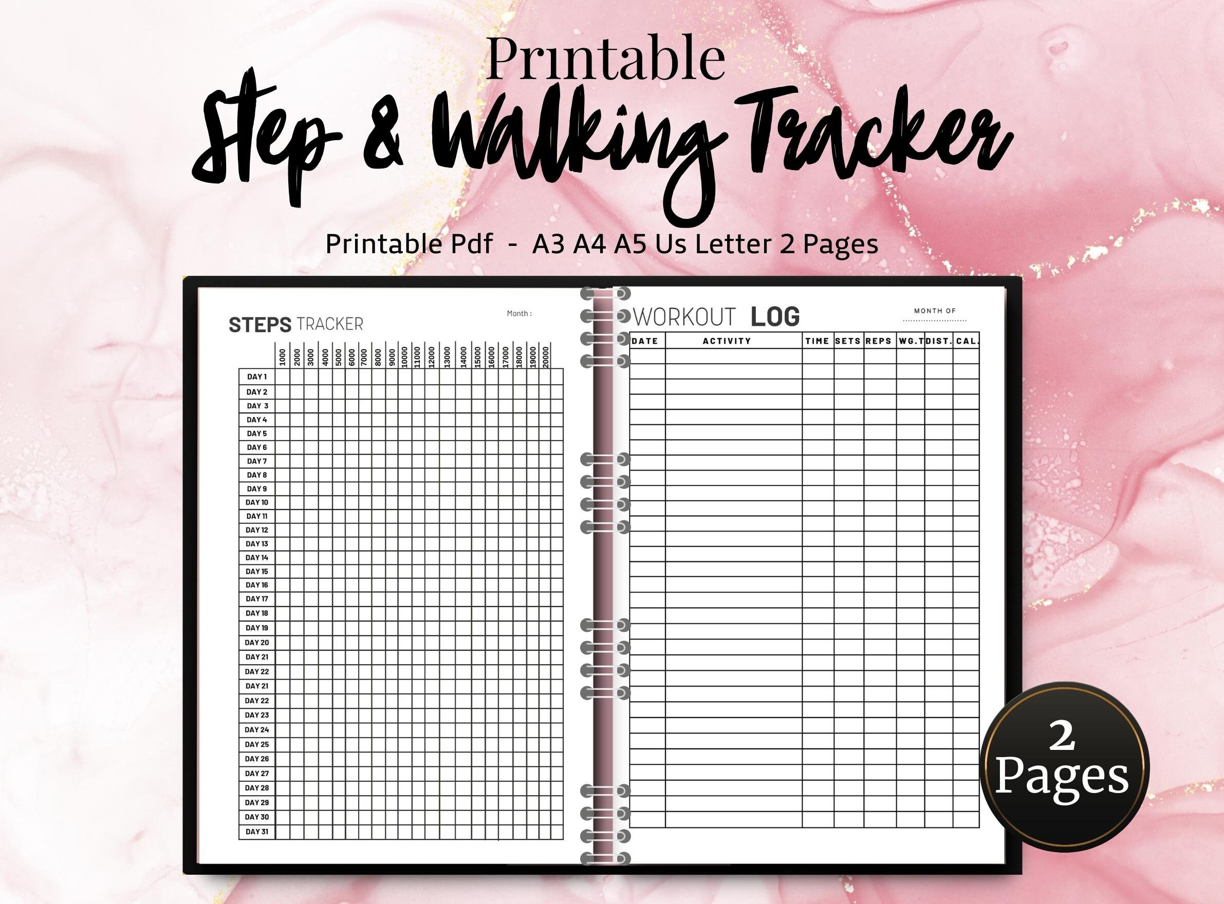 Step & Walking Tracker Printable, Download, Step Log, Planner Insert ...