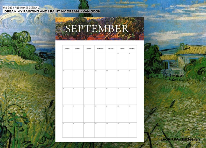 Art 2023 2024 Calendar / Classical Van Gogh Monet Monthly Calendar - Etsy