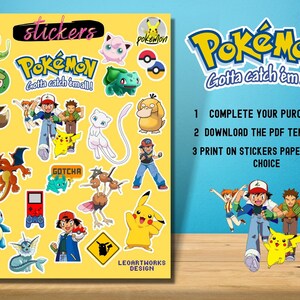Pokemon Stickers Ldesign Bundle Print at Home PDF, PNG, JPG Printable ...