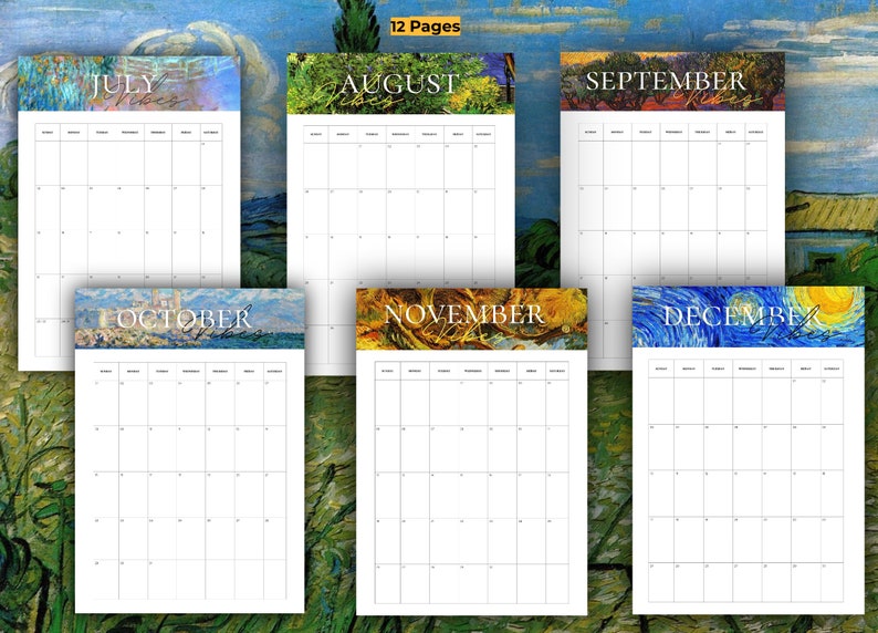 Art 2023 2024 Calendar / Classical Van Gogh Monet Monthly Calendar - Etsy