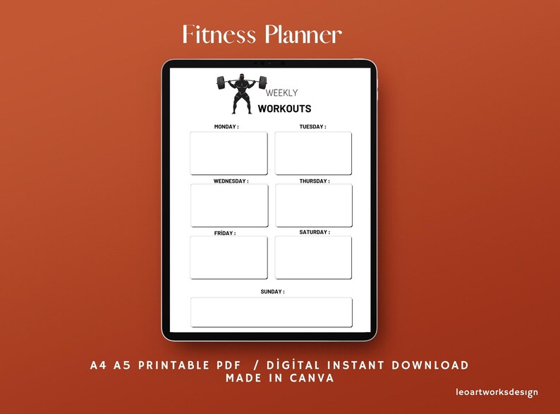 Weekly Fitness Planner Printable Wellness Planner PDF A4 A5 Fitness ...