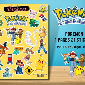 Pokemon Stickers Ldesign Bundle Print at Home PDF, PNG, JPG Printable ...
