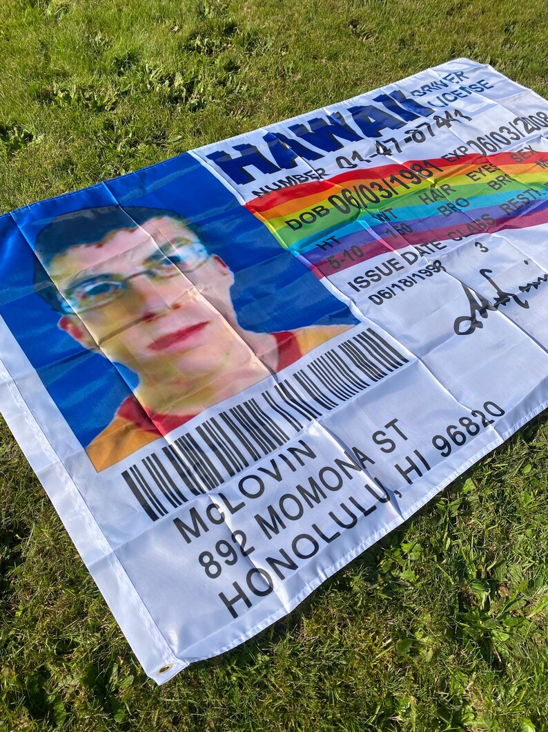 Mclovin ID Flag Fake Driver License Banner 3x5ft, Durable Wall Banner ...