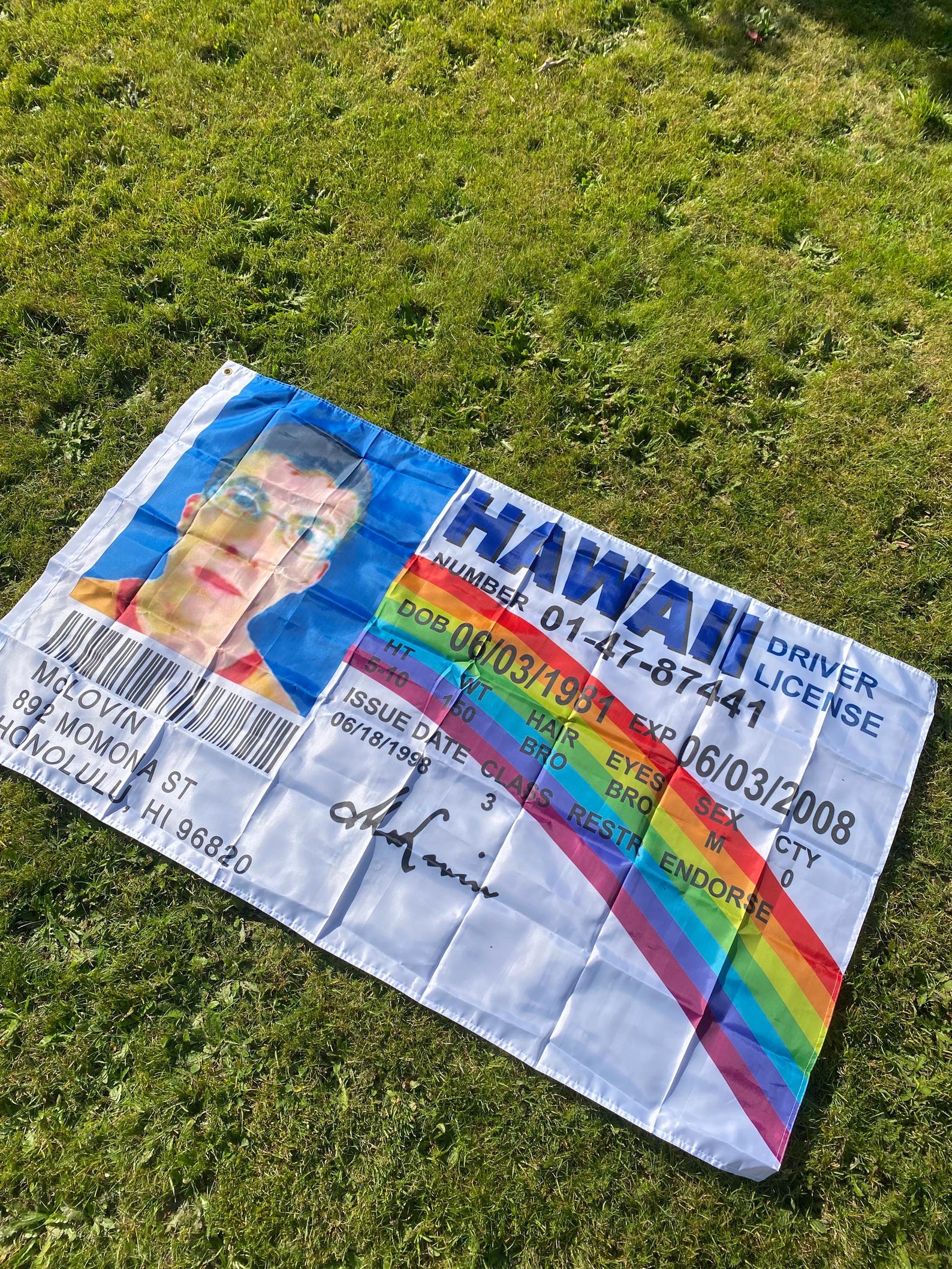 Mclovin ID Flag Fake Driver License Banner 3x5ft, Durable Wall Banner ...