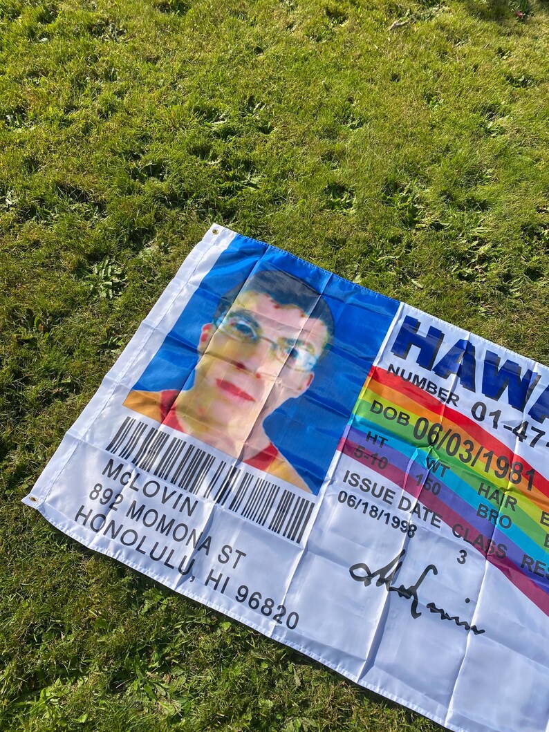 Mclovin ID Flag Fake Driver License Banner 3x5ft, Durable Wall Banner ...