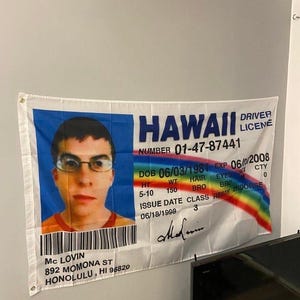 Mclovin ID Flag Fake Driver License Banner 3x5ft, Durable Wall Banner ...