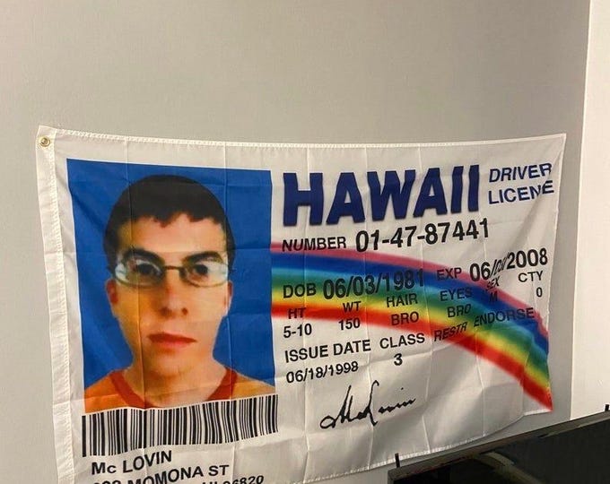 Mclovin ID Flag Fake Driver License Banner 3x5ft, Durable Wall Banner ...
