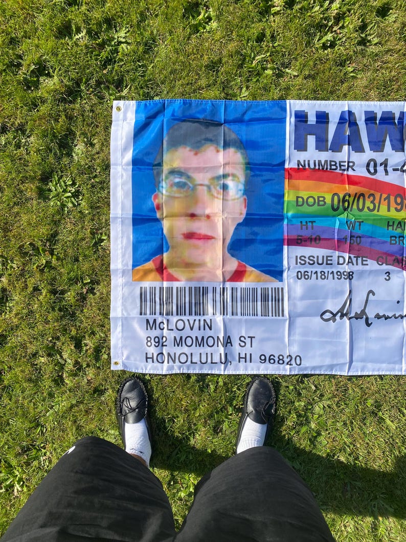 Mclovin ID Flag Fake Driver License Banner 3x5ft, Durable Wall Banner ...