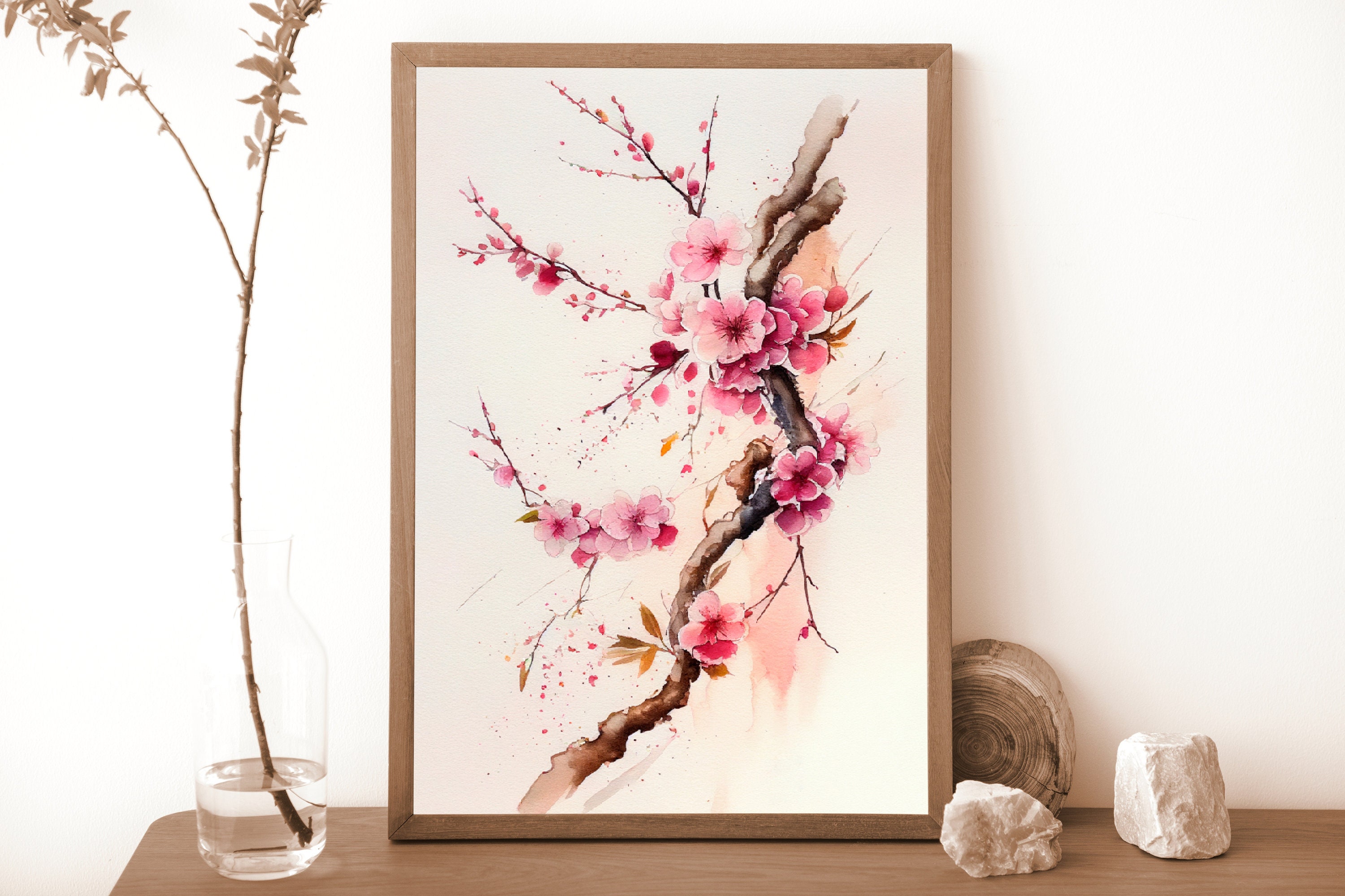Japanese Watercolor Cherry Blossoms