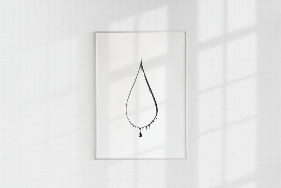Tear Drop Digital Art Download, Line Drawing Wall Art Decor, Abstract ...