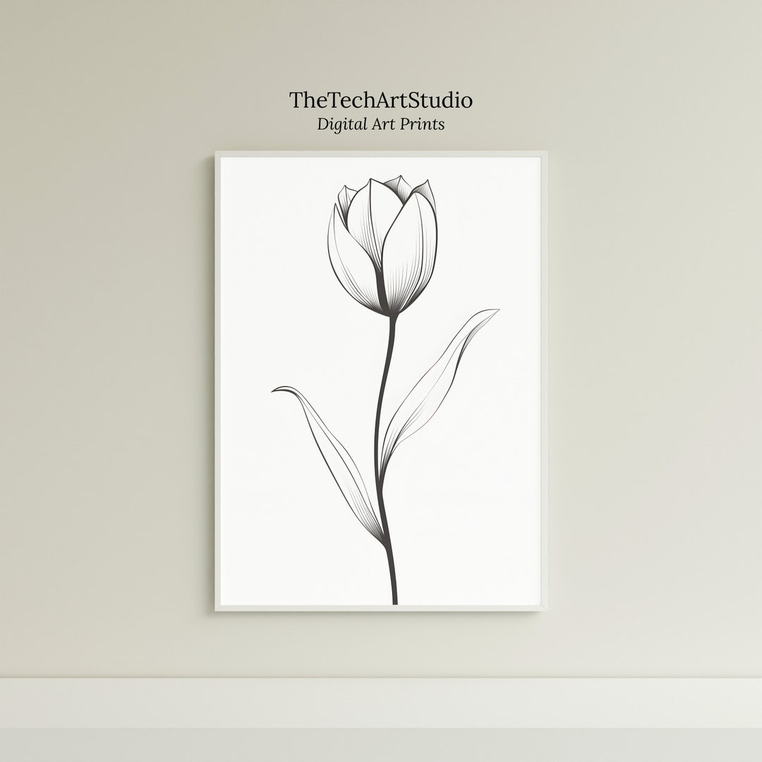 Tulip Line Art, One Line Drawing, Botanical Line Art, Line Art Print ...