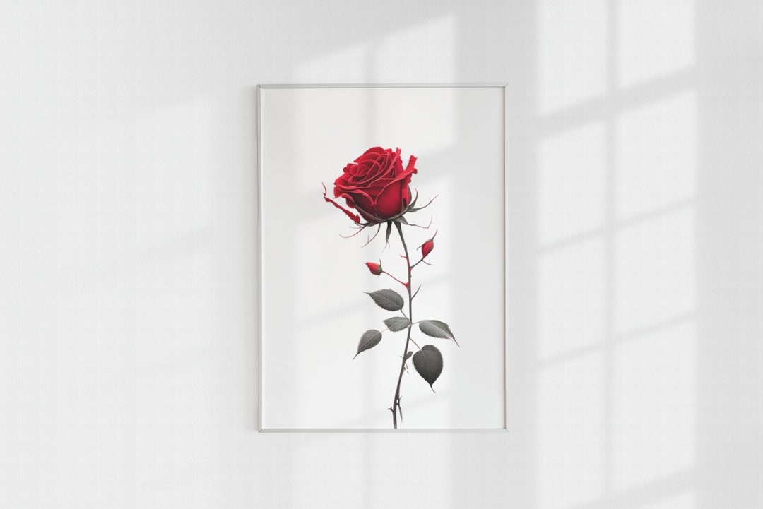 Red Rose Digital Art Print Download, Floral Wall Decor Instant Download ...