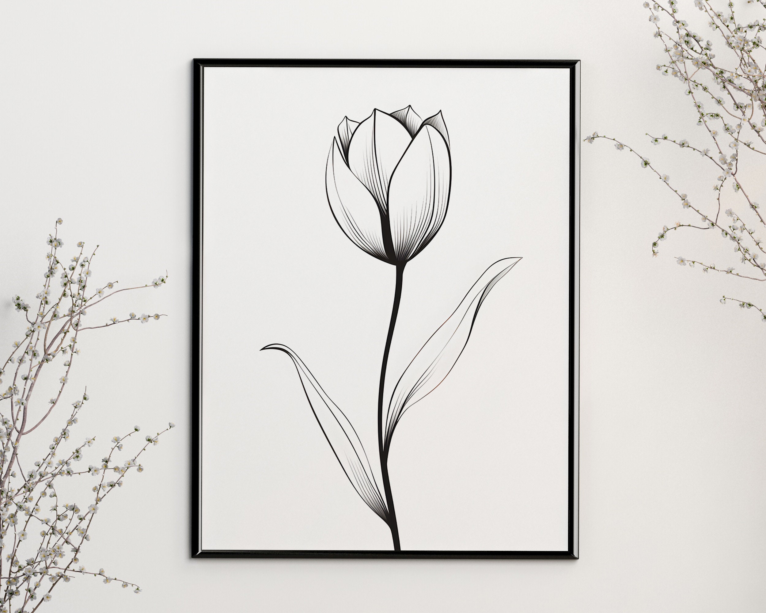 Tulip Line Art One Line Drawing Botanical Line Art Line Art - Etsy