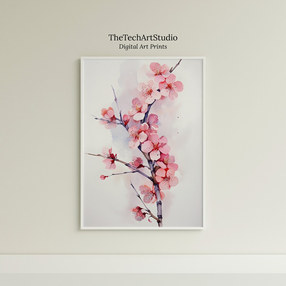 Cherry Blossom Watercolor Painting, Sakura Decor, Japanese Art Print ...