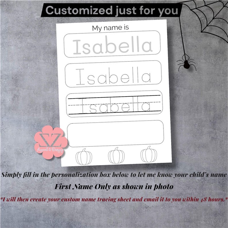 Halloween Custom Name Tracing Worksheet: Personalized Learning (digital ...