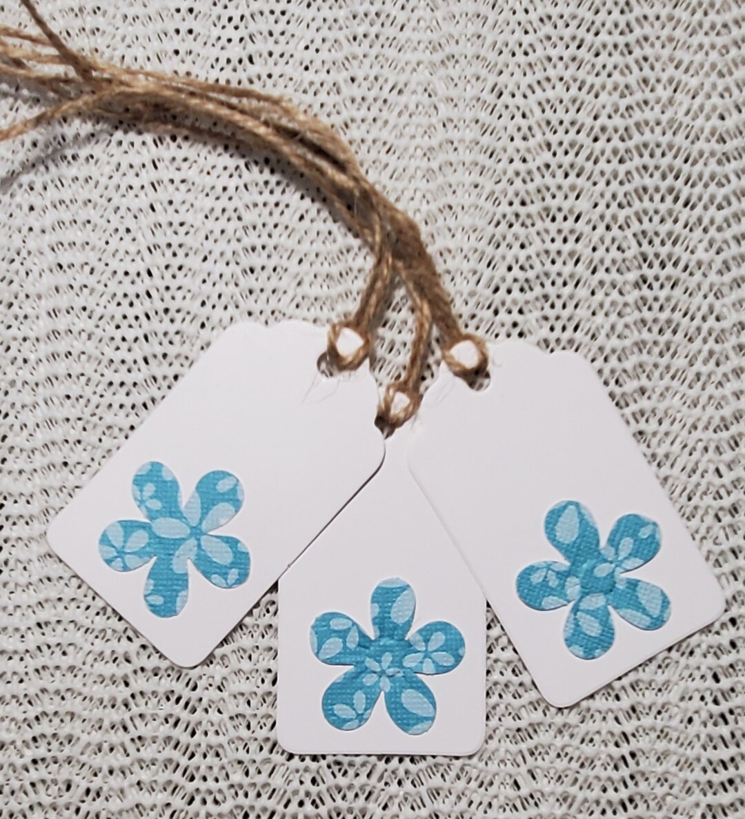 Multi-purpose Kraft Gift Tag Blue Flower Cardstock Design 7 - Etsy