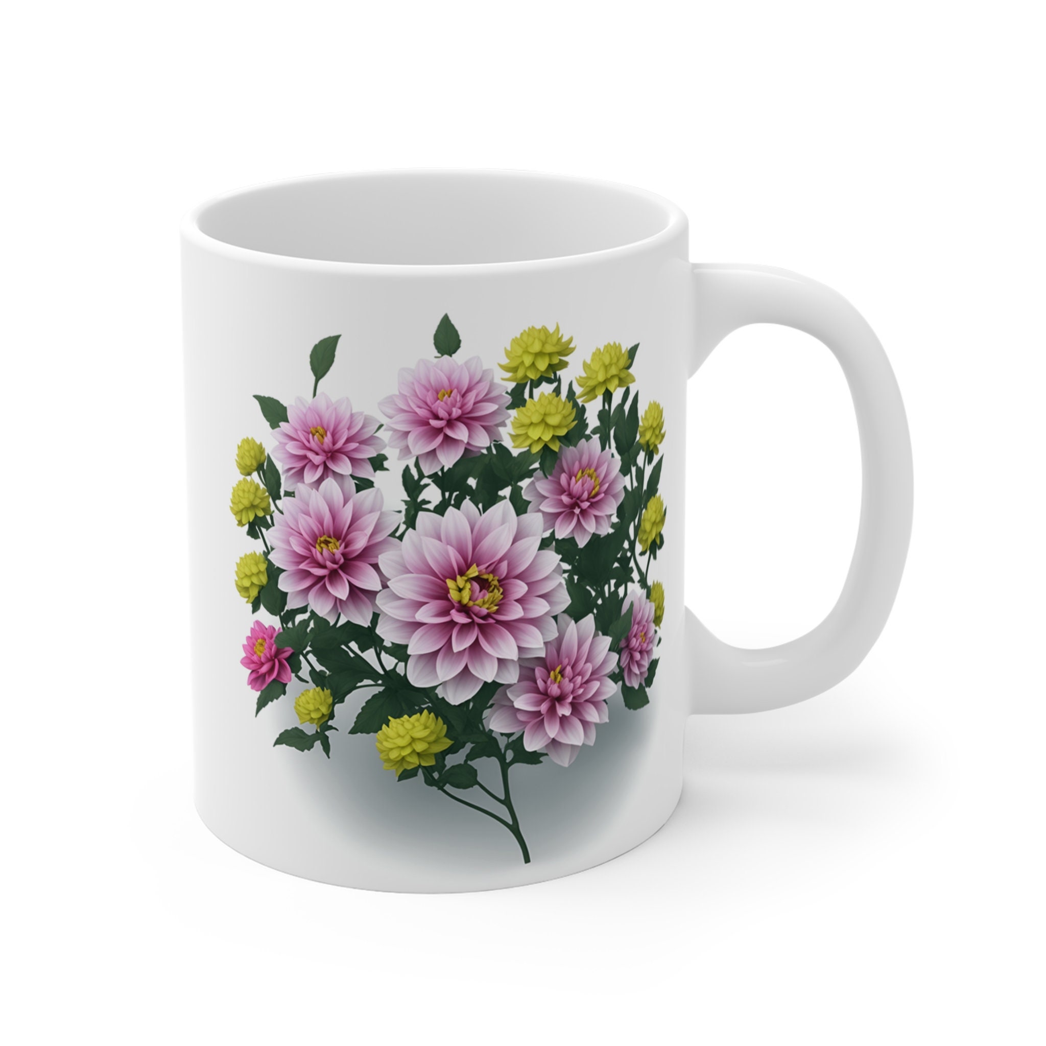 3D Floral Bouquet Pink Roses Ceramic 11oz Mug, Pink Rose Design ...