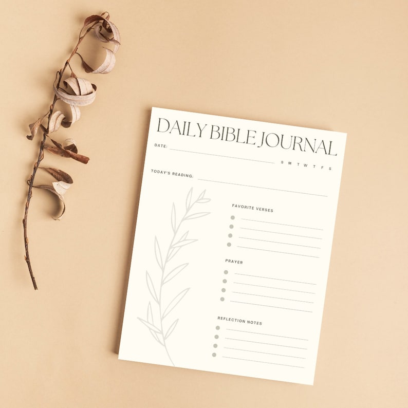 Daily Bible Journal Christian Living Scripture Study Log Reflection and ...
