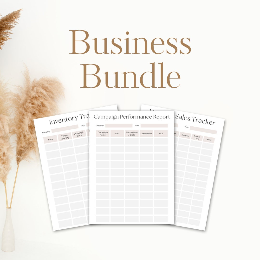 Business Bundle Pack Digital Downloads Inventory Tracker, Monthly Sales ...