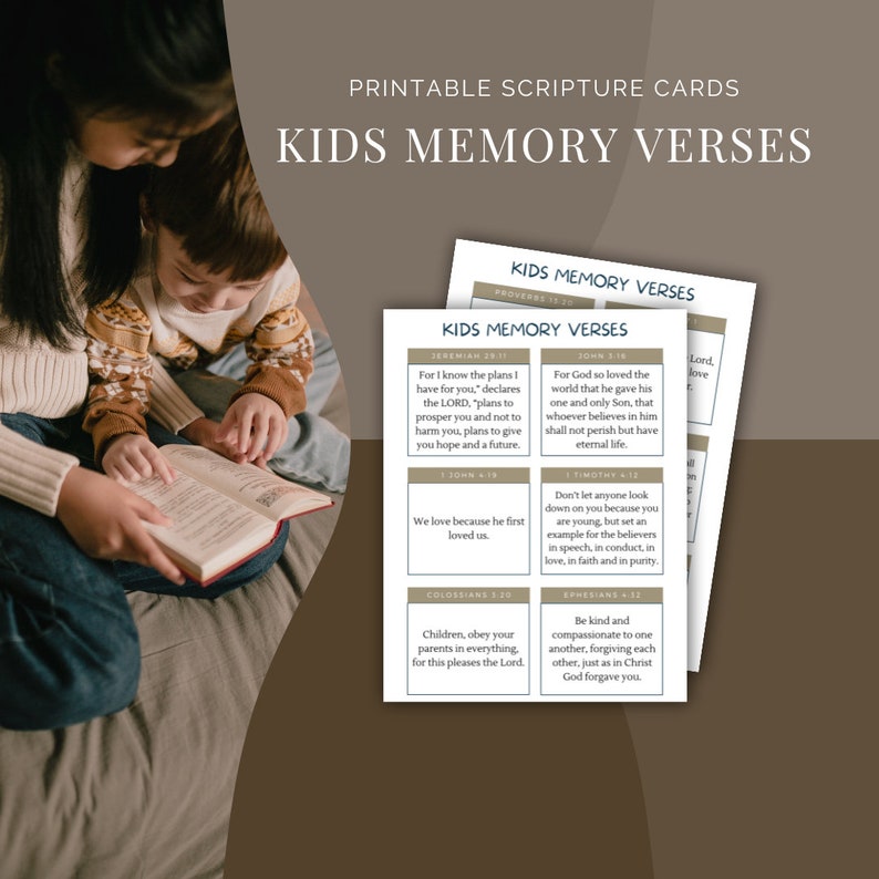 Printable Bible Verse Memory Cards for Kids 2 Pack Bundle Scripture ...