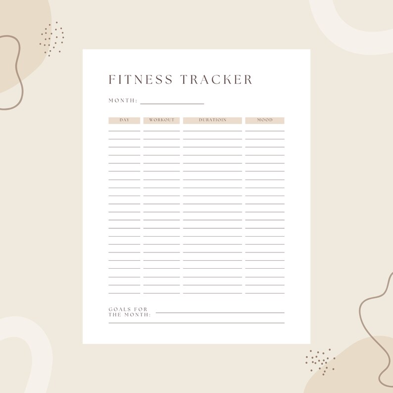 Fitness Tracker Digital Download | Workout Log Exercise Planner Gym ...