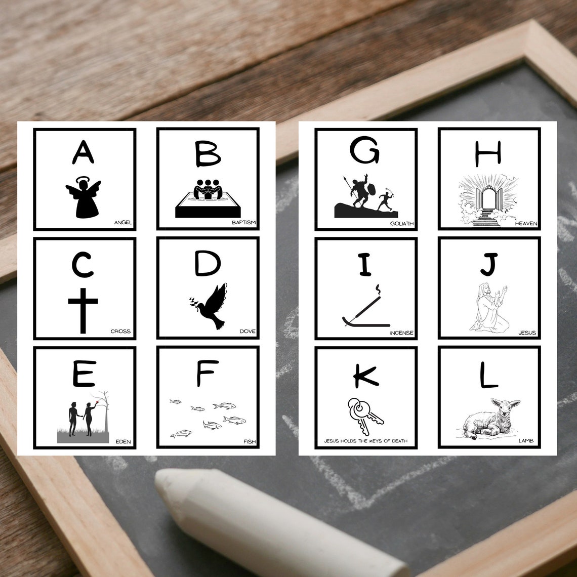 Biblical Alphabet Cards Print Out Digital Download | ABC Flashcards ...