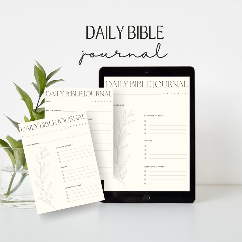 Daily Bible Journal Christian Living Scripture Study Log Reflection and ...