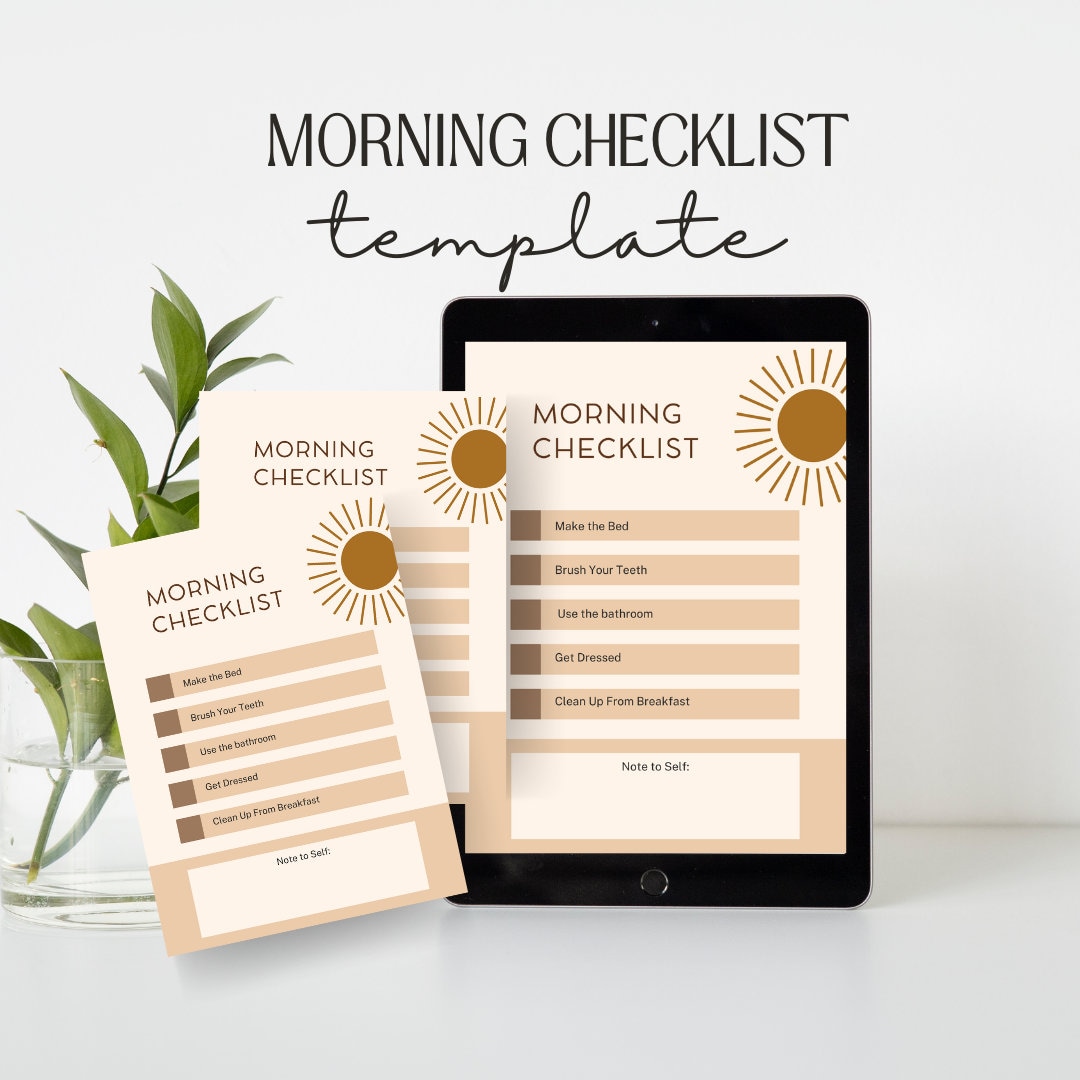 Morning Checklist for Kids and Toddlers Simple, Cute, Minimal, Gender ...