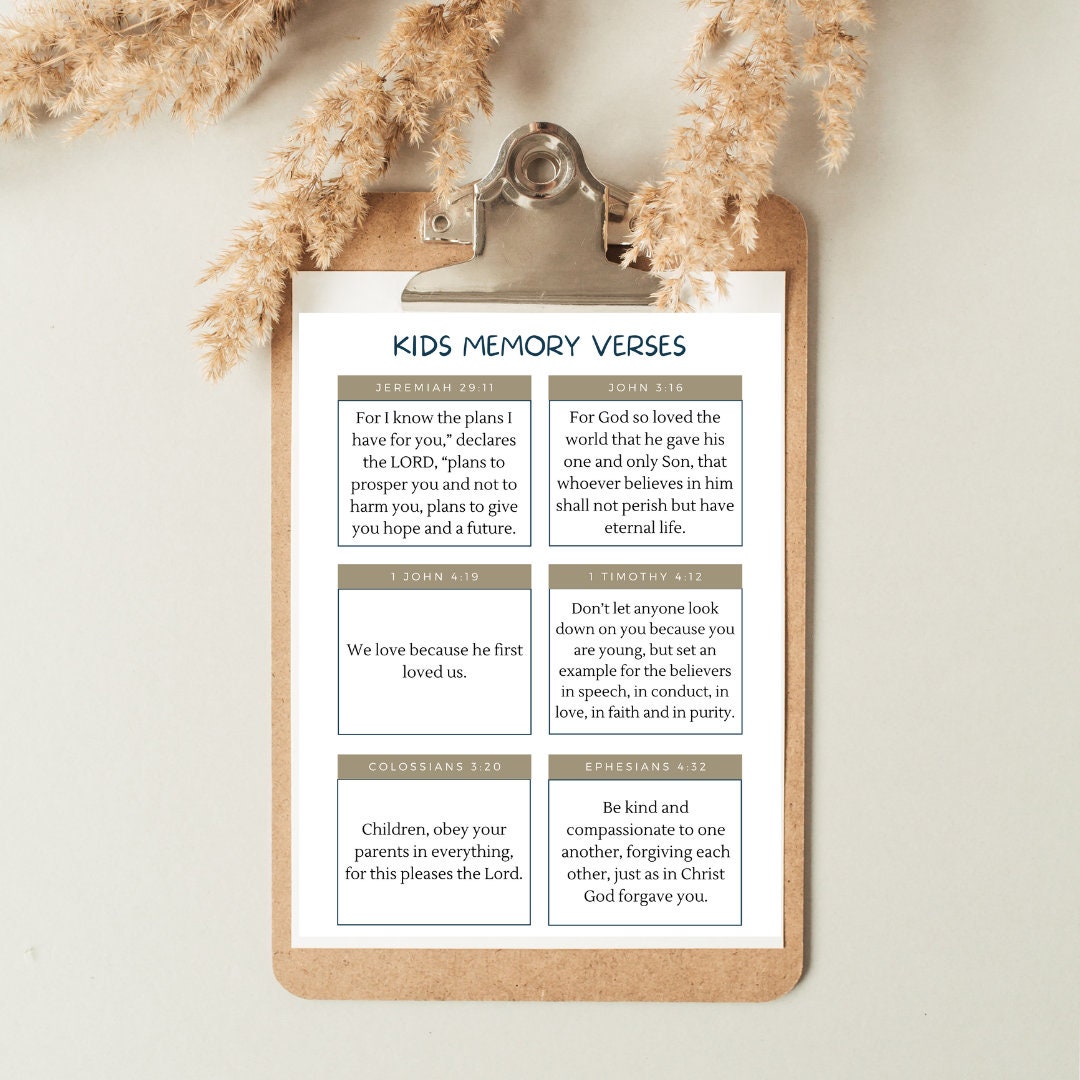 Printable Bible Verse Memory Cards for Kids Scripture Card Cut Outs ...