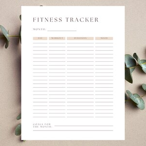 Fitness Tracker Digital Download | Workout Log Exercise Planner Gym ...