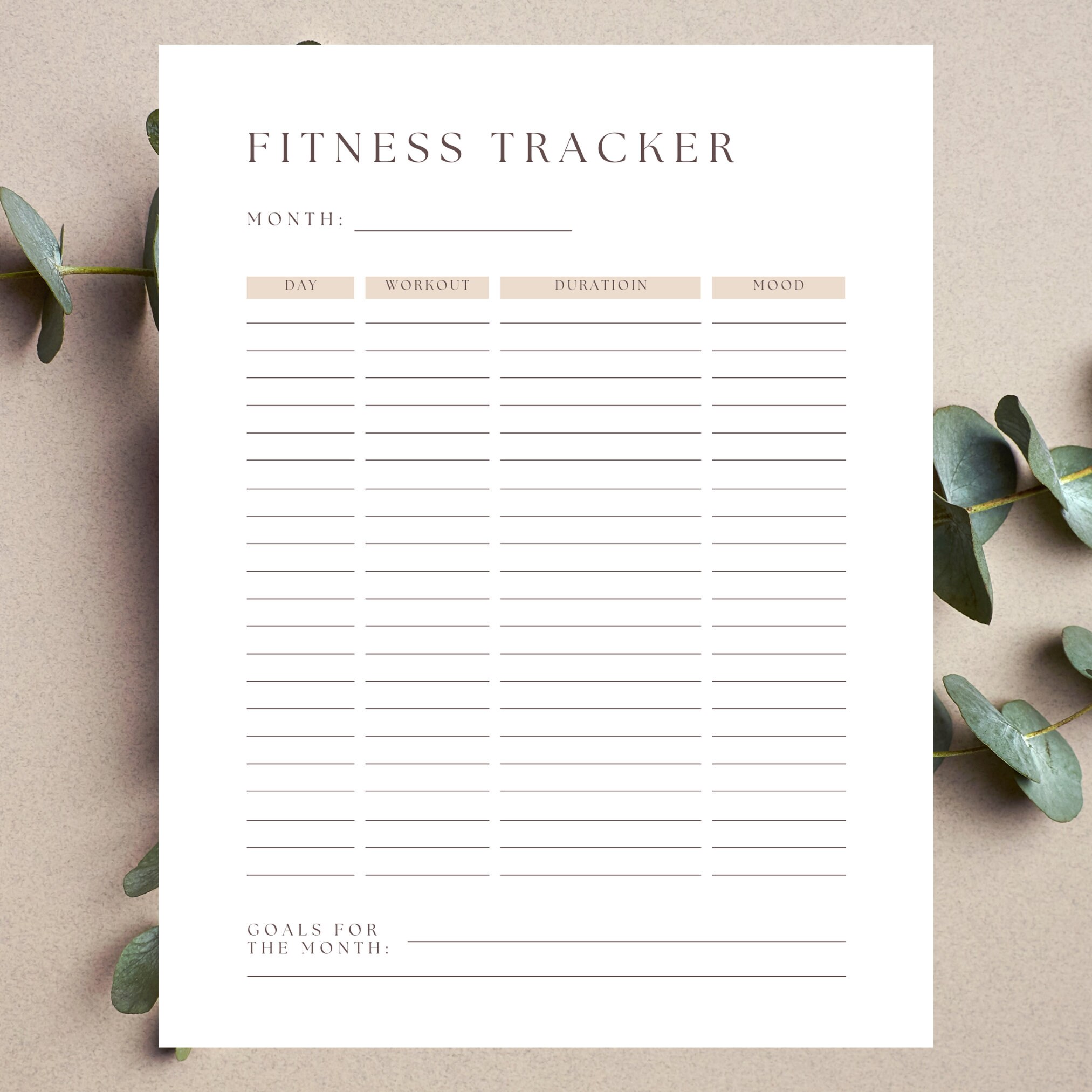 Fitness Tracker Digital Download | Workout Log Exercise Planner Gym ...